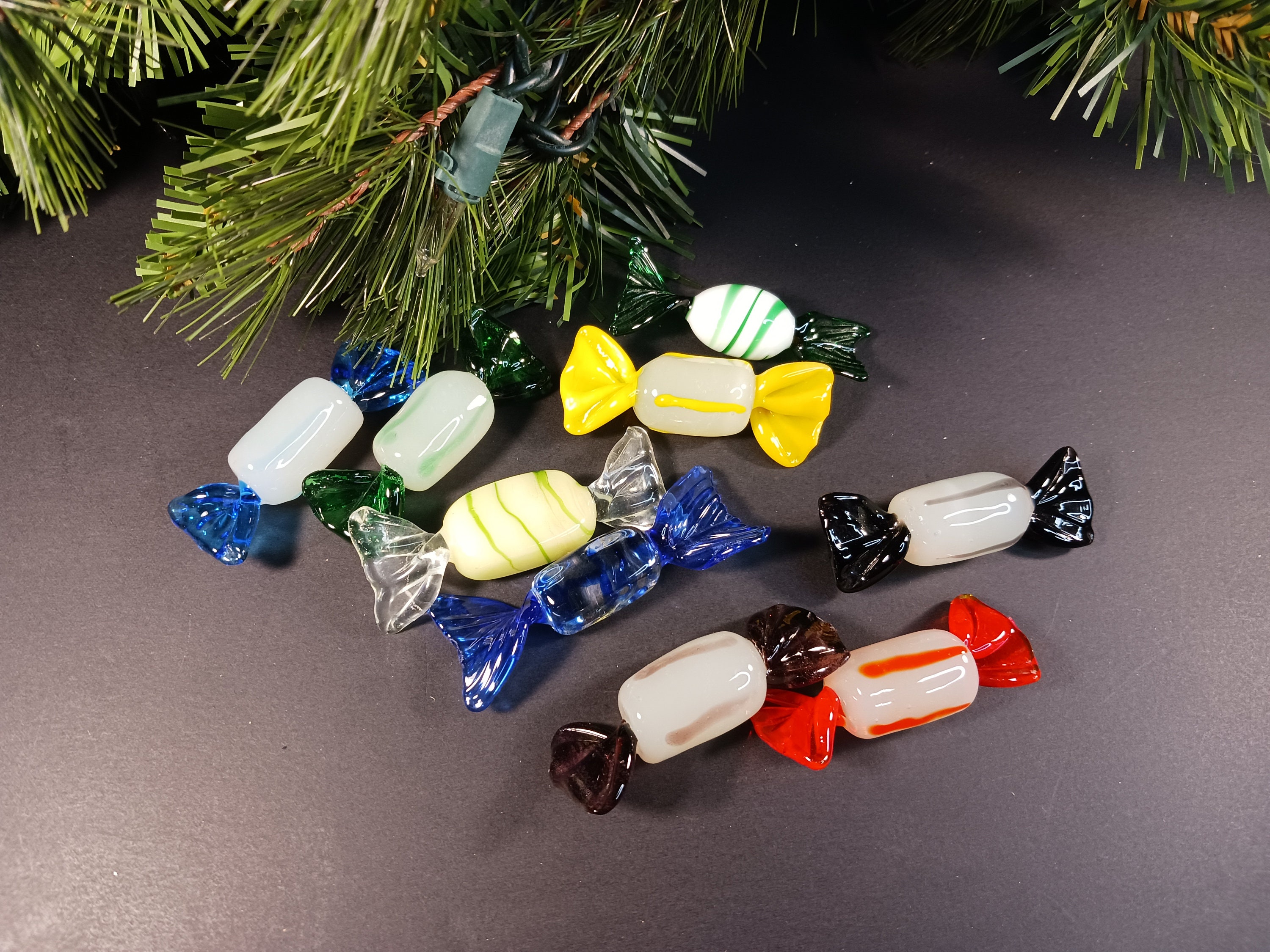 Vintage Blown Glass Twist Candies, Christmas Hard Candy, Glass Bonbons ...