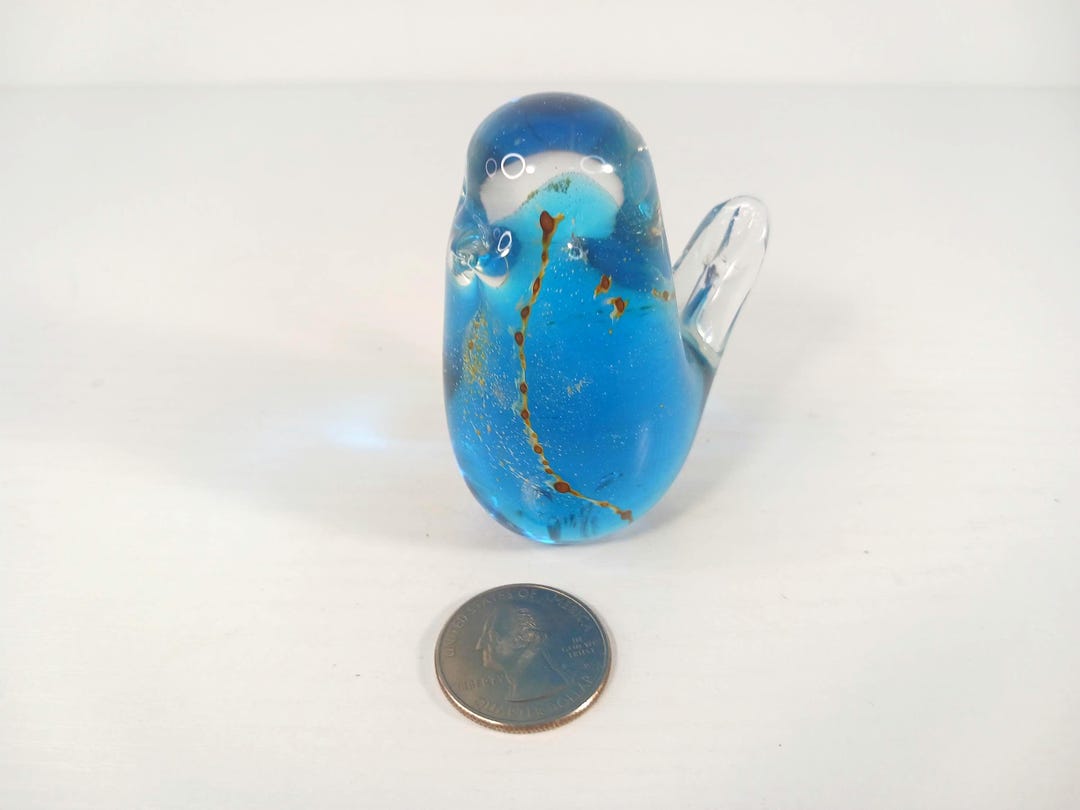 Vintage Mdina Blue Maltese 'stripe' Bird- Mdina Style Blue Glass Bird ...