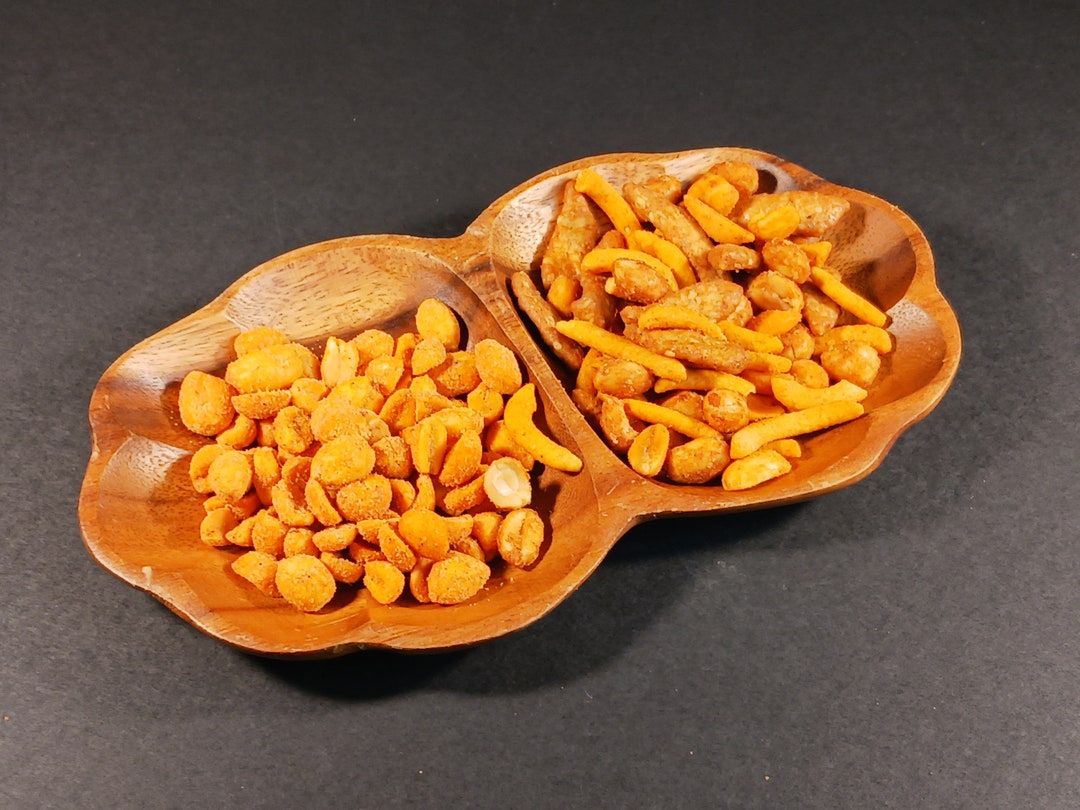 Clam Shell Divided Wooden Hand-carved Dish - Philippines Nut Bowl-small ...