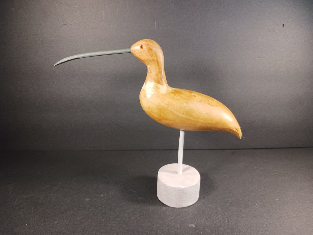 Hand Carved Shore Bird Vintage Curlew Folk Art Artist Signed Gift for ...