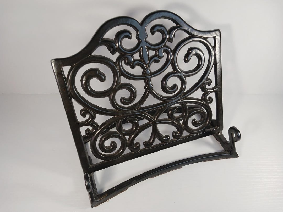 Vintage Black Cast Iron Book Stand – Cookbook Stand-retro Farmhouse ...
