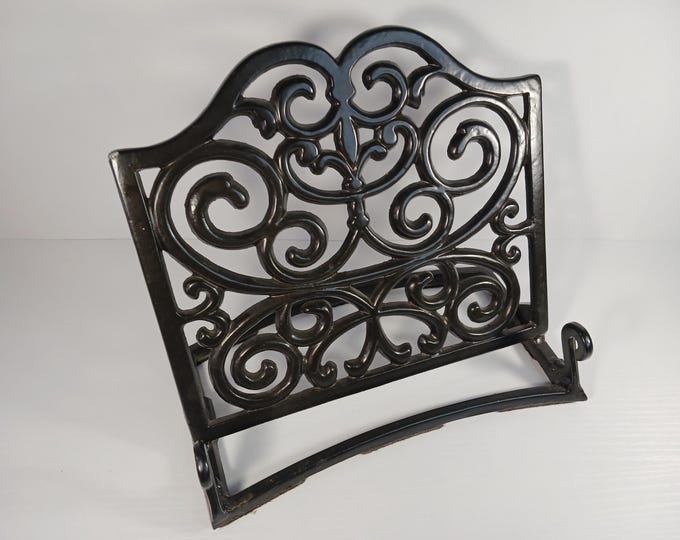 Vintage Black Cast Iron Book Stand – Cookbook Stand-retro Farmhouse ...