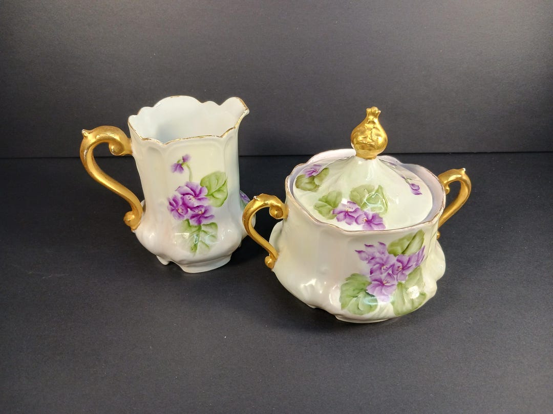 Vintage Bavarian Sugar and Creamer Set – IRMA Z.S. & Co. Purple Violets ...