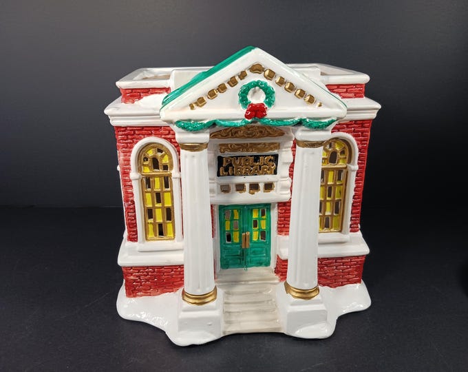 Vintage Christmas Valley Mainstreet "library" Earthenware Village House ...