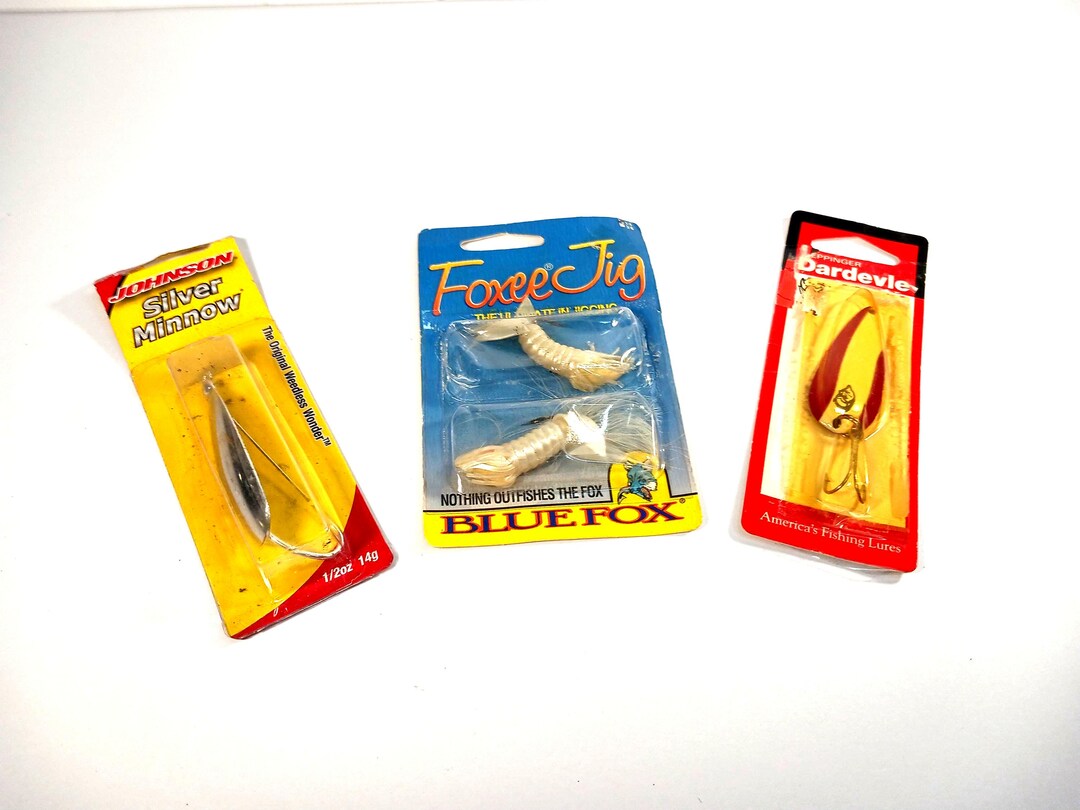Vintage Fishing Lure Set – Silver Minnow, Dardevle, Foxee Jig- Original ...