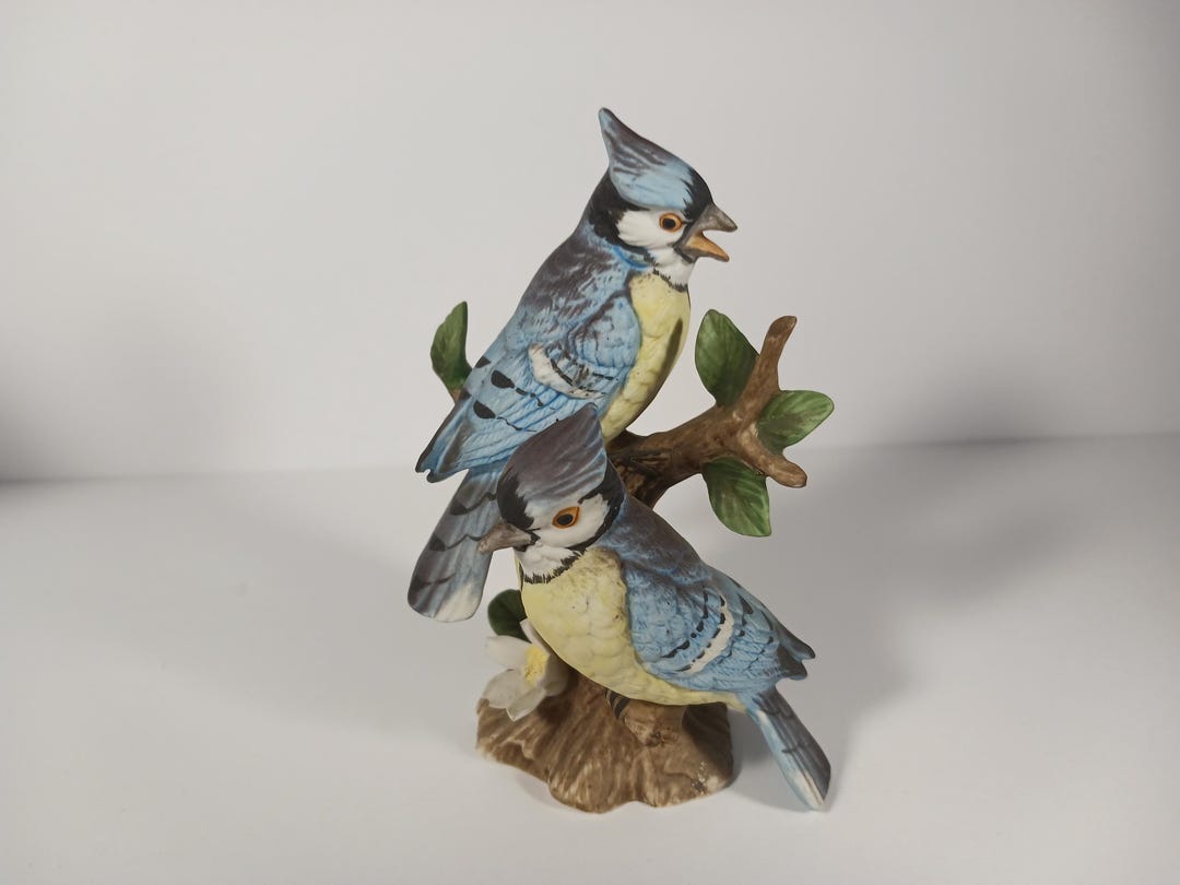 Vintage Lefton Hand-painted Bluebirds Figurine on Branch Bird Lovers ...