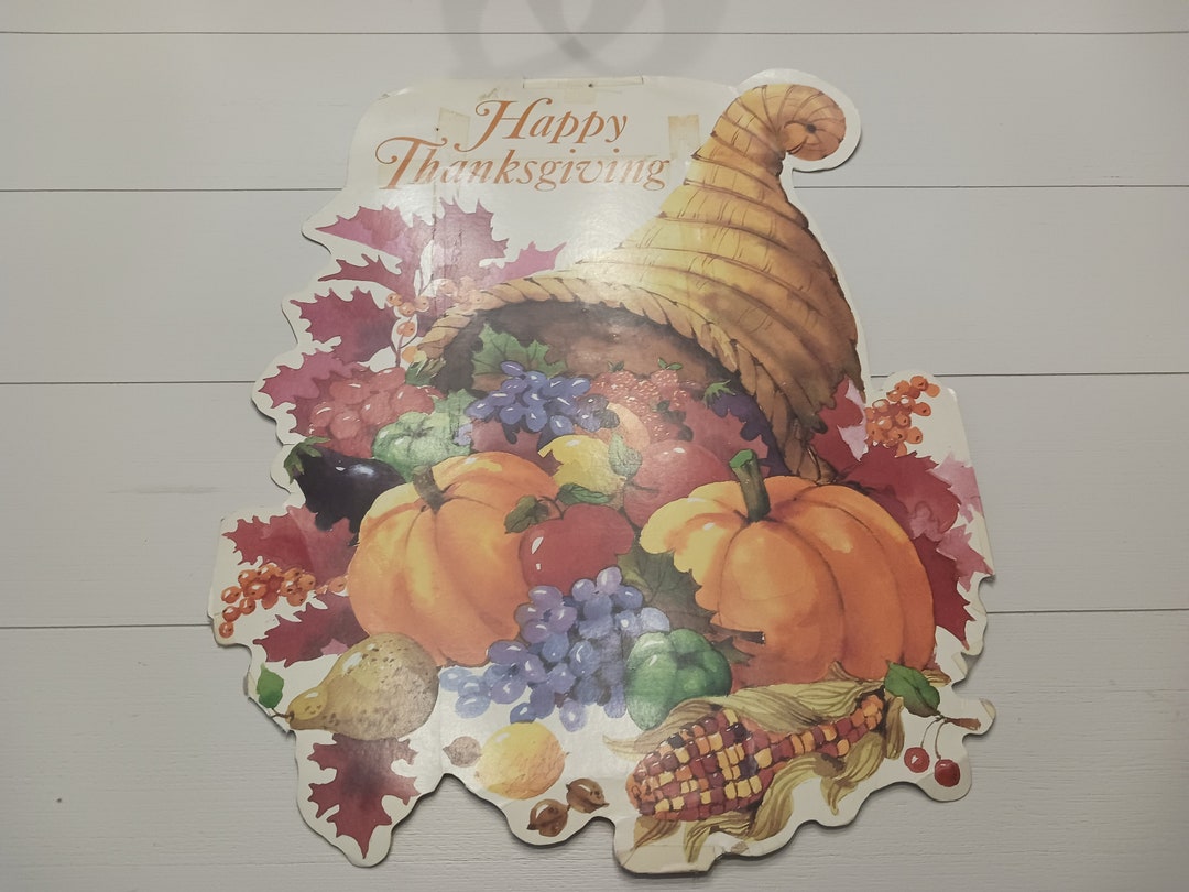 Die Cut Out Large Cornucopia Cut Out Vintage Thanksgiving Decor ...
