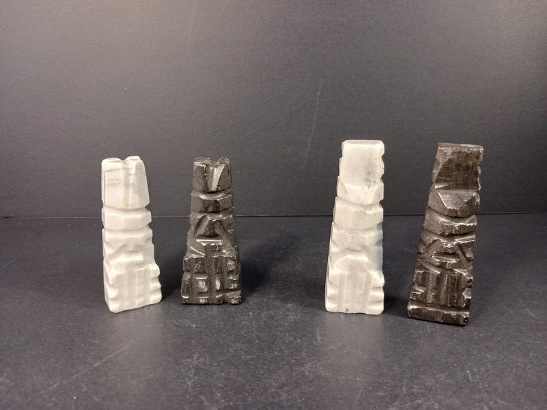 Vintage Handcrafted Stone Chess Set – Tiki Style - Mayan Style Stone 32 ...