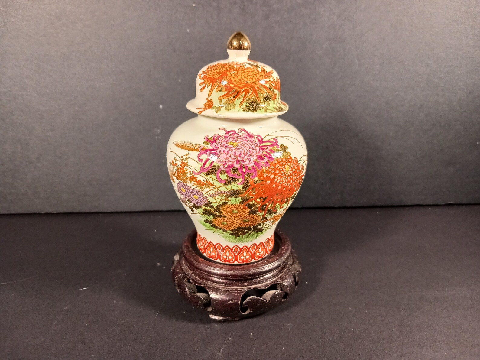 Shibata Japan Hand-painted Floral Ginger Jar Miniature Ginger Jar With ...