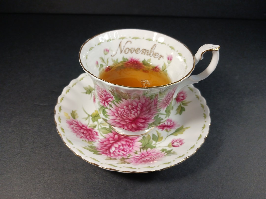 Royal Albert Flowers of the Month november Tea Cup and Saucer Set - Etsy