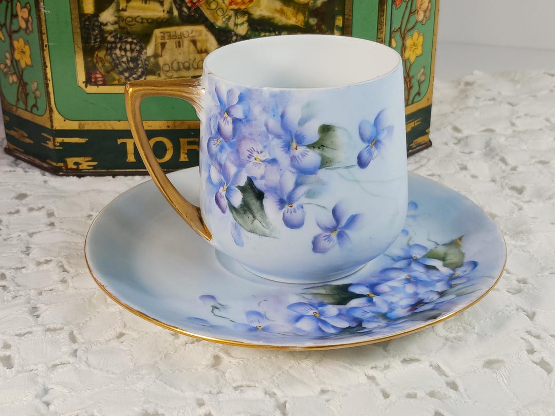 Rosenthal Germany Tea Cup and Saucer - Elegant Blue Violet Design ...