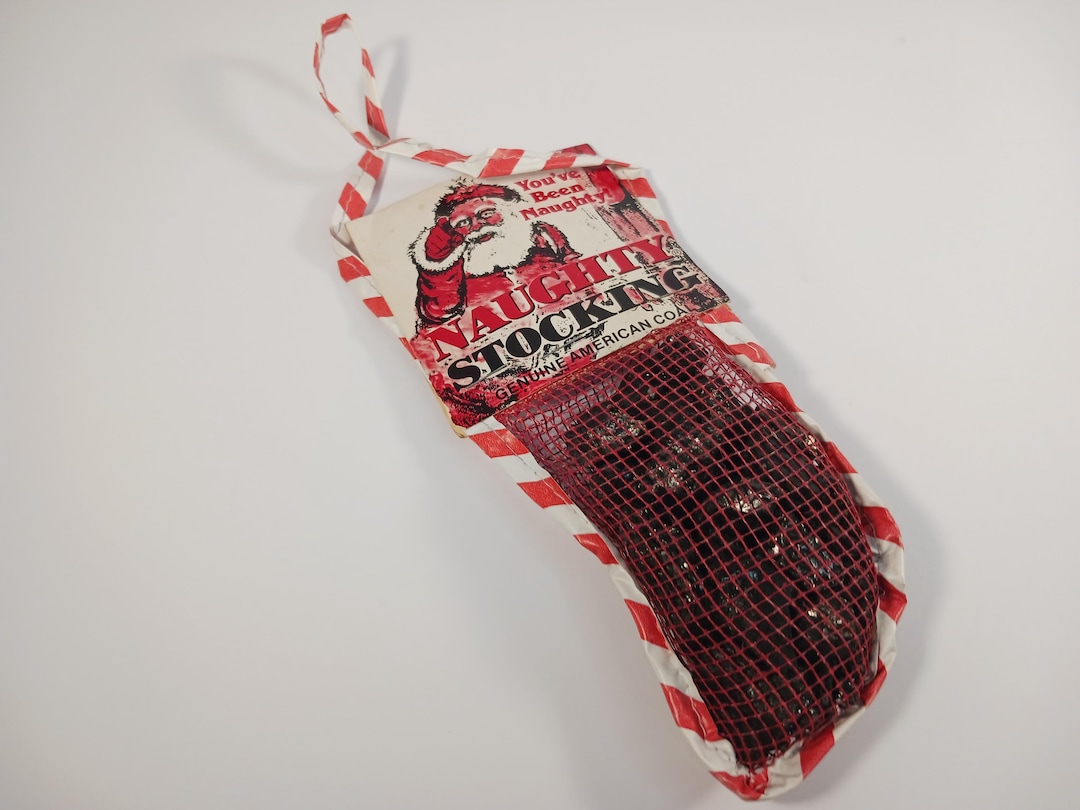 1980s Rennoc Christmas Mesh Stocking With Genuine Coal Gag Gift ...