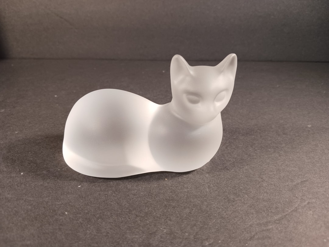 Vintage Lenox Cat Figurine-frosted Glass Art Crystal Cat Figurine 1993 ...