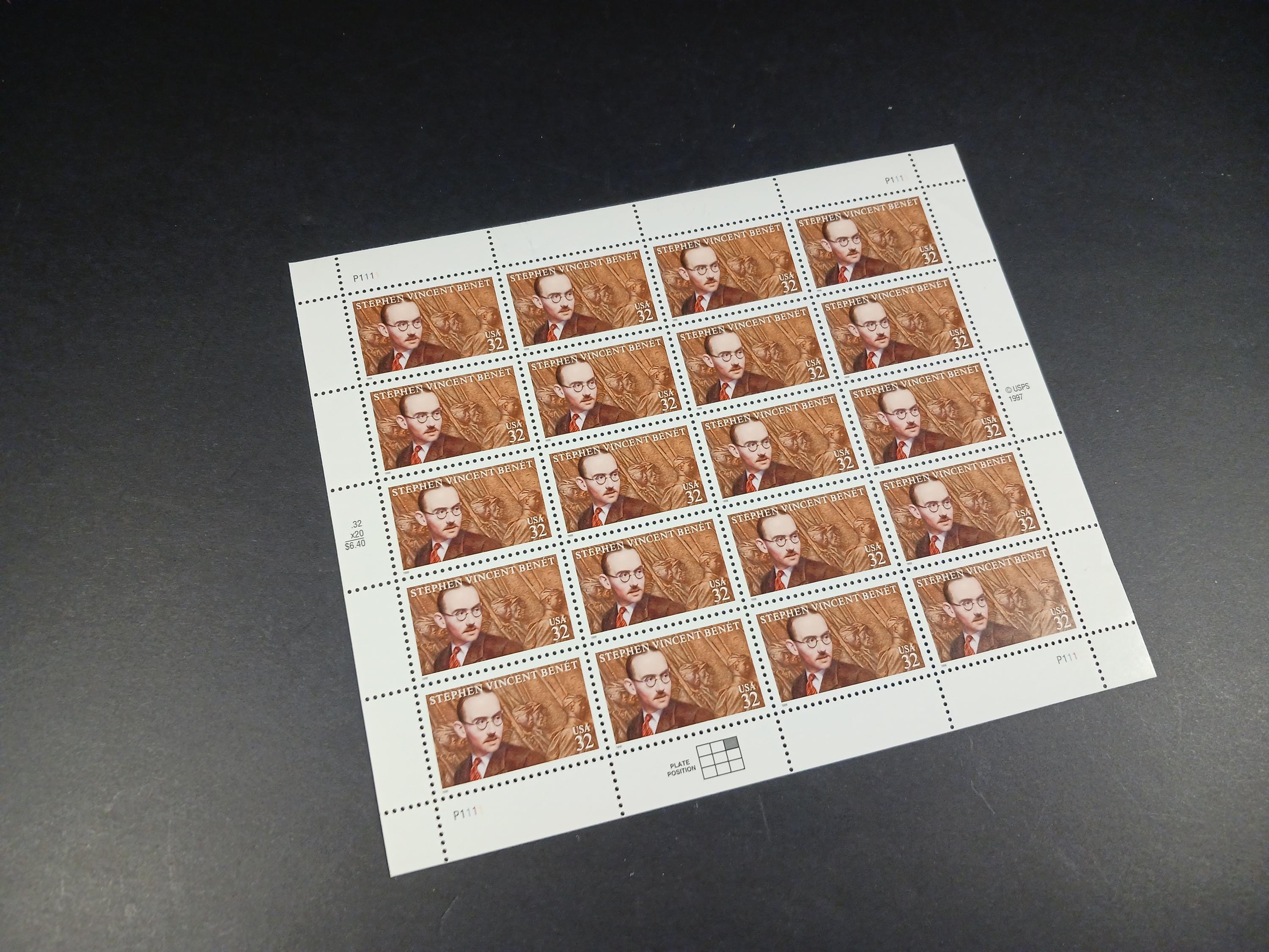 Stephen Vincent Benét 1997 US Postage Stamps, Literary Arts Series ...