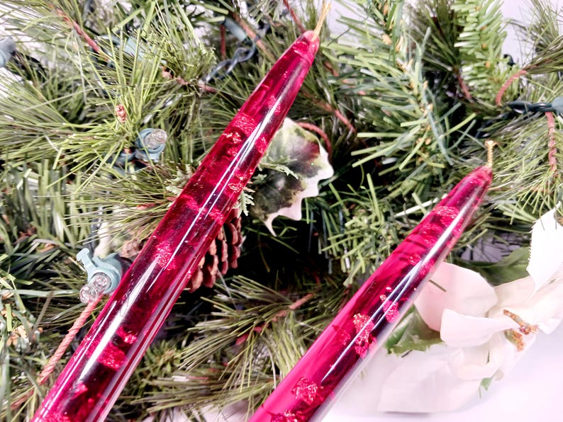 Vintage Ruby Red Glitter Lucite Candlesticks – Mid Century Modern Set ...