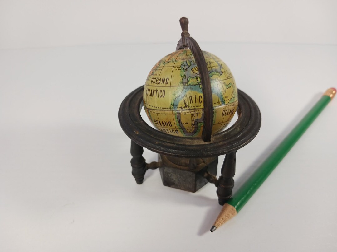 Metal Globe Pencil Sharpener - Office Decor- Gift for Teacher- Home School Supplies- Vintage ...