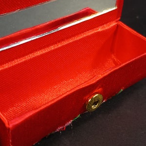 Red Floral Lipstick Case With Mirror Compact and Stylish Holder-prom ...