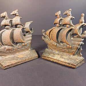 Vintage Solid Copper Ship Bookends Nautical Decor With Stamped Z 4 1/2 ...