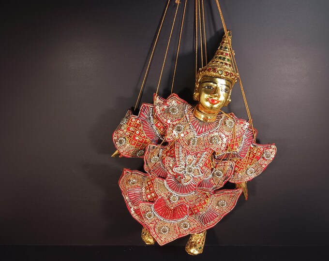 Vintage Asian Dancer Marionette Puppet With Hand Beaded Indonesian ...