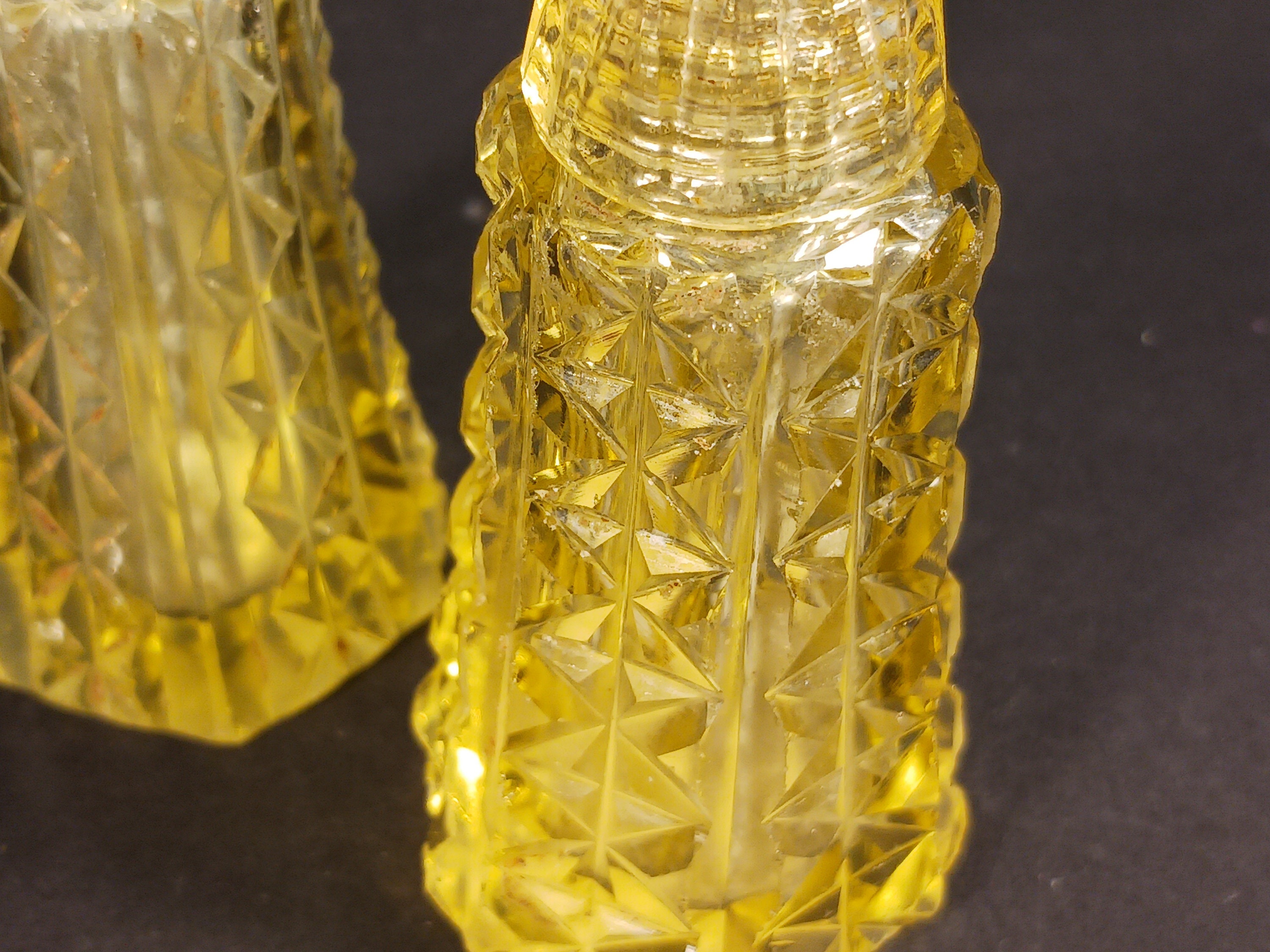 Vintage Shakers Vintage Canary Yellow Shakers Yellow Cut Glass Salt and ...