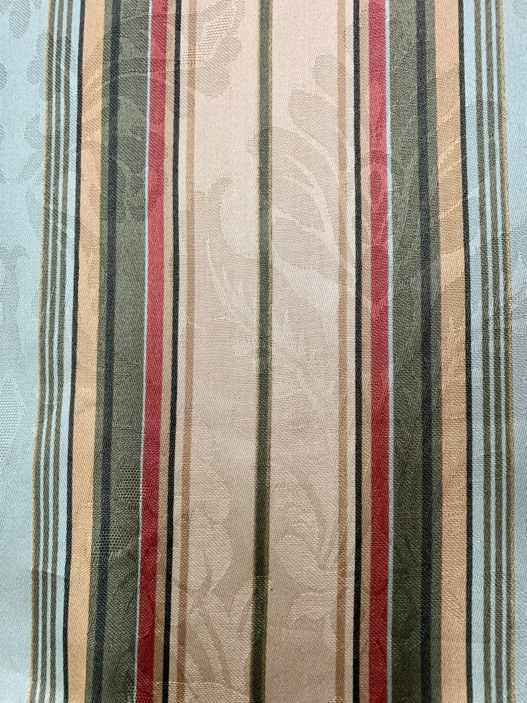 Mill Creek Beige and Teal Stripe Fabric by the Yard - Etsy