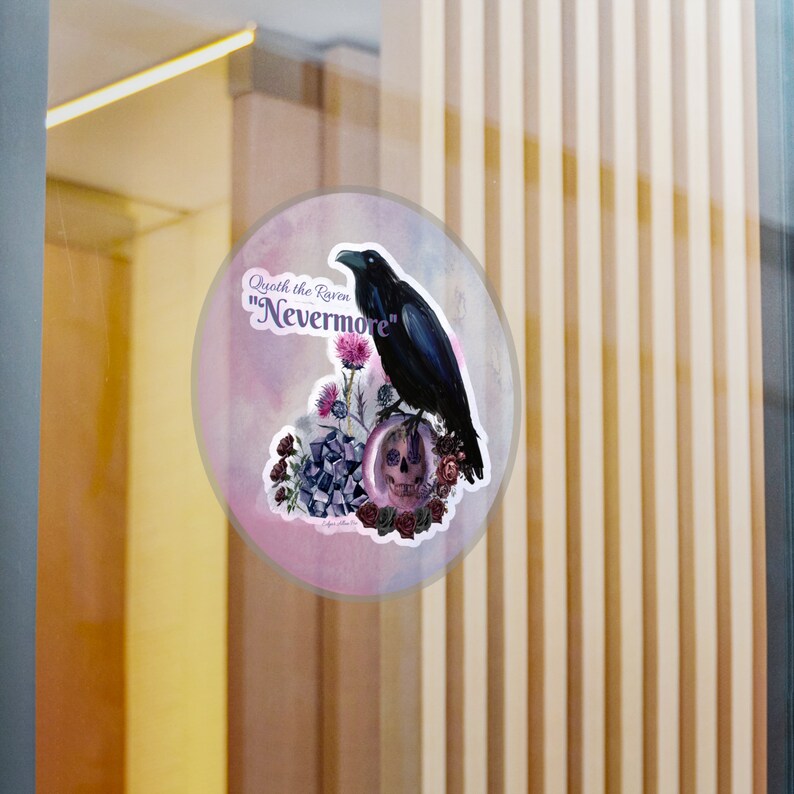 Raven Sticker Raven Decal Poetry Sticker Raven Skull Edgar - Etsy