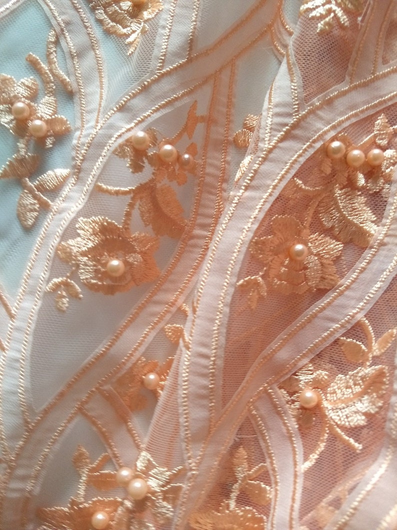 5yds - Vintage French Embroidered Mesh Lace for Bridal, Wedding ...