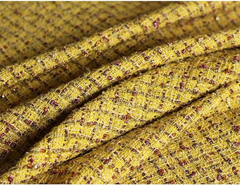 Jacquard Weave Plaid Wool Tweed Fabrics Garment Materials Autumn Women ...