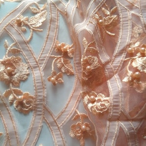 5yds - Vintage French Embroidered Mesh Lace for Bridal, Wedding ...