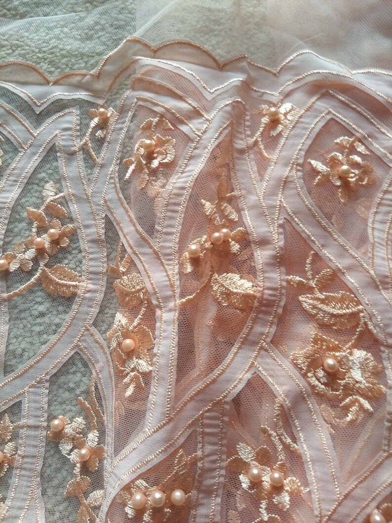 5yds - Vintage French Embroidered Mesh Lace for Bridal, Wedding ...