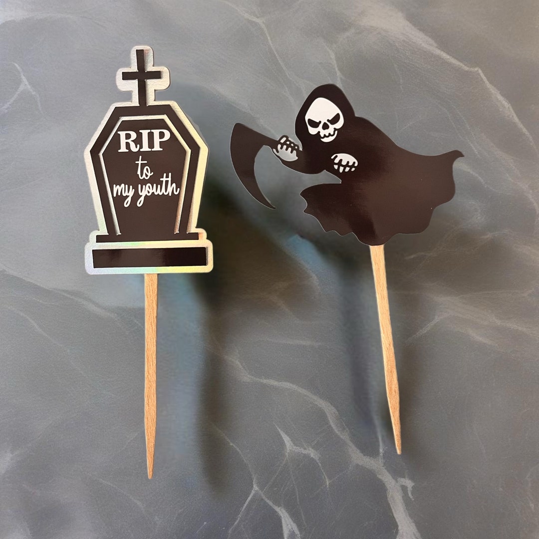 RIP to My Youth Cupcake Toppers - Set of 12 |30TH 40TH 50TH 60TH ...