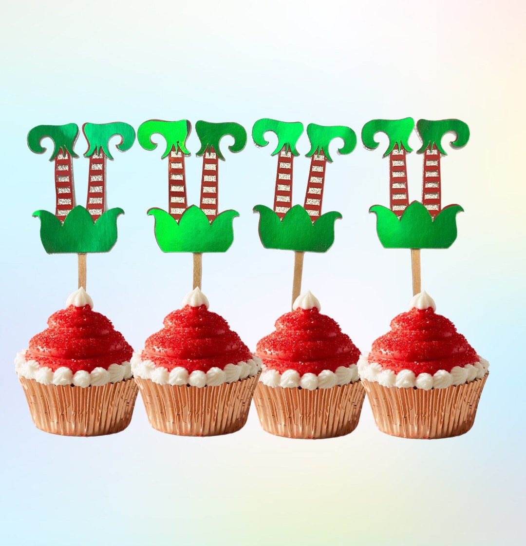 Elf Legs Cupcake Toppers - Set of 12 | Christmas Party - Etsy