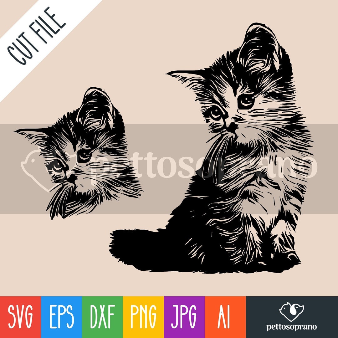 Sad Kitten Instant Digital Downloadable File for Silhouette,clipart ...