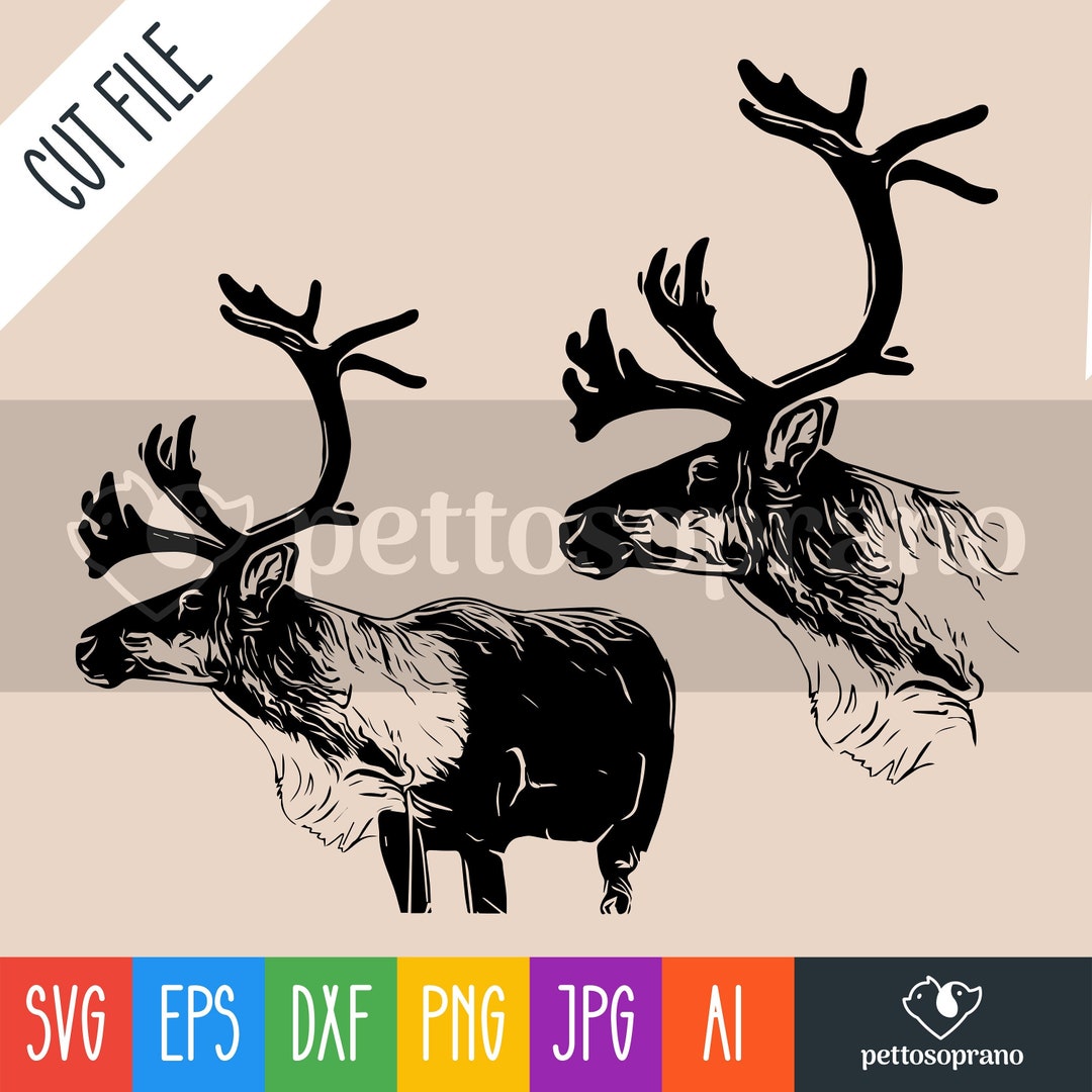 Caribou Reindeer Svg,png,ai,eps,dxf,jpg Digital Download File ...