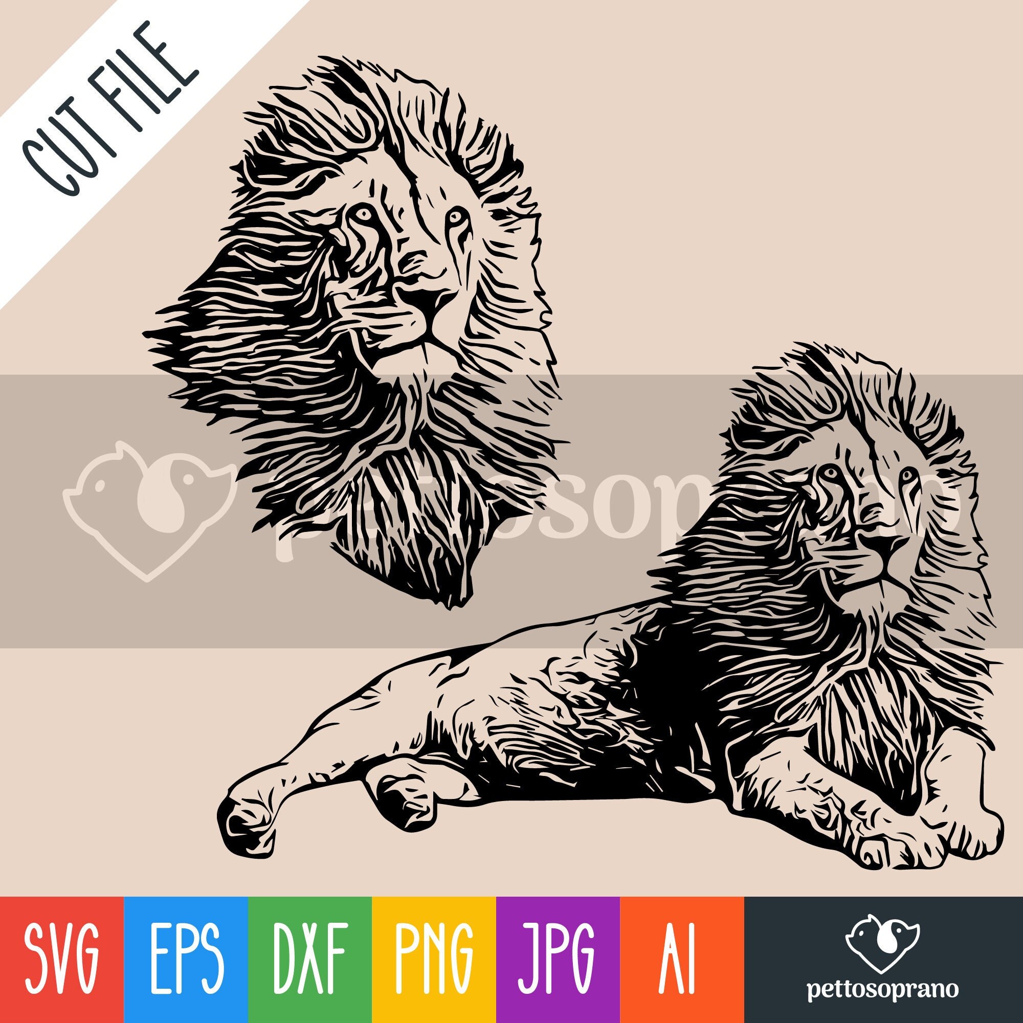Gorgeous Male Lion Svgpngaiepsdxfjpg Digital Download - Etsy