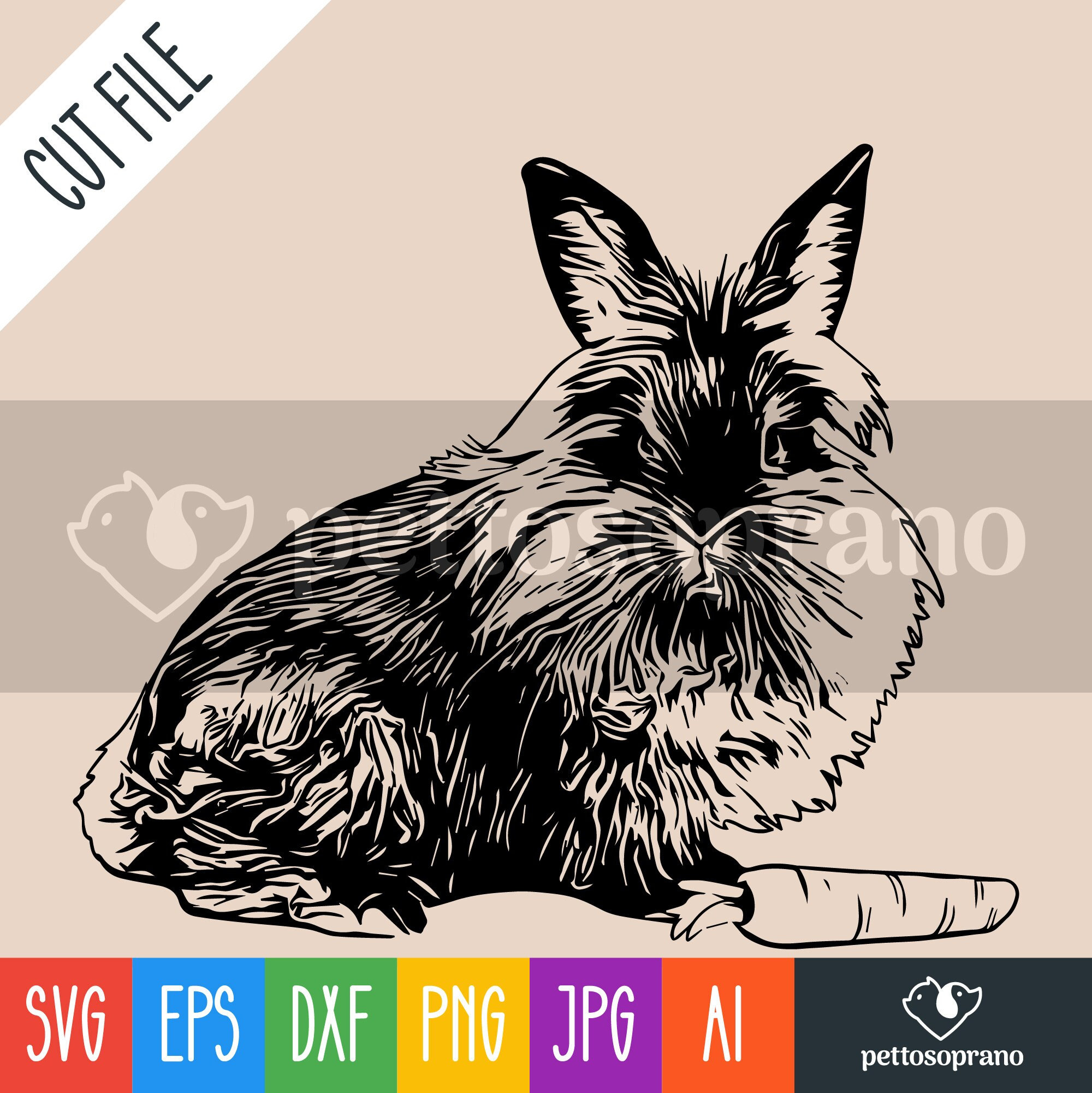 Lionhead Rabbit Instant Digital Downloadable File for Silhouette ...