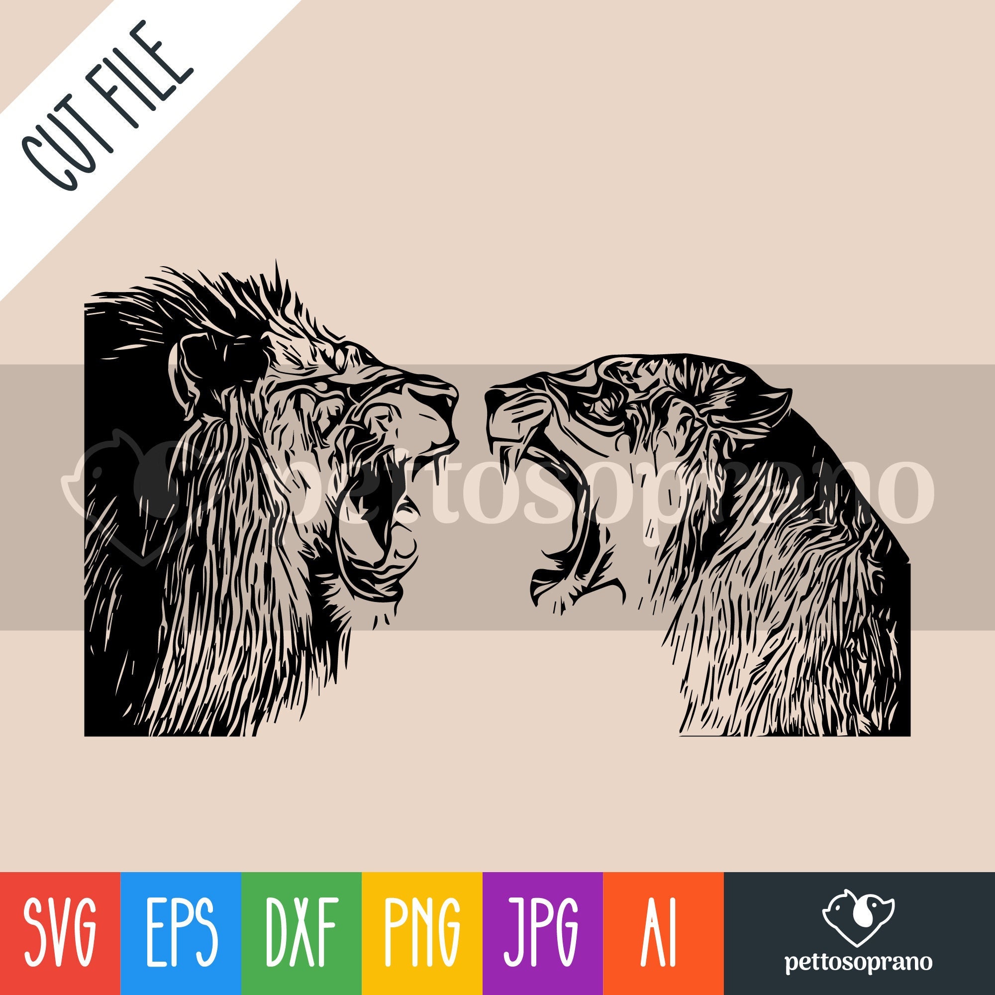 Roaring Lion Svg,png,ai,eps,dxf,jpg Digital Download File Silhouette ...