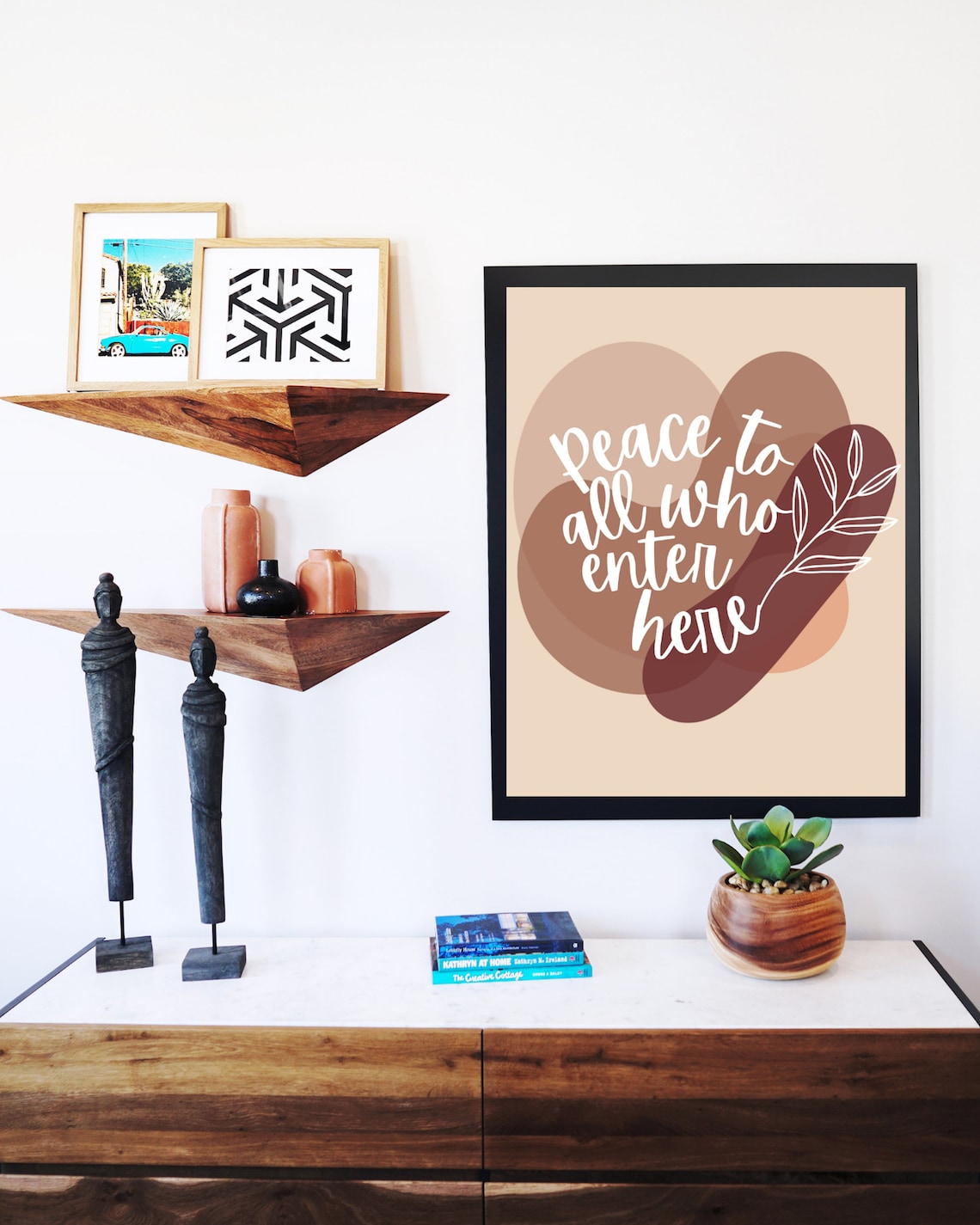 Boho Inspired Blessing, Digital Print Peace to All Who Enter Here Quote ...