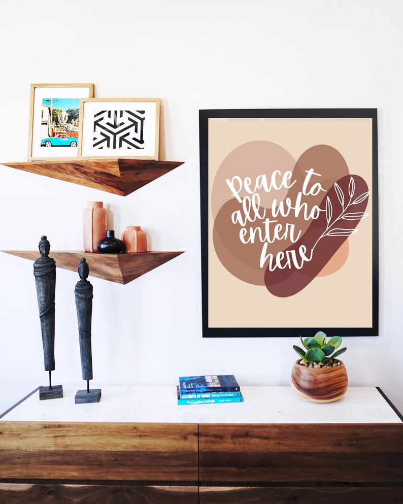 Boho Inspired Blessing, Digital Print Peace to All Who Enter Here Quote ...