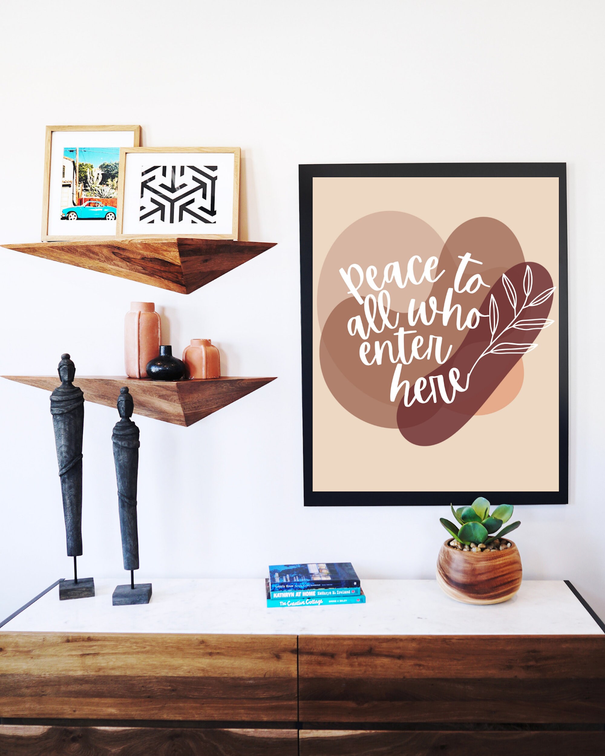 Boho Inspired Blessing, Digital Print Peace to All Who Enter Here Quote ...