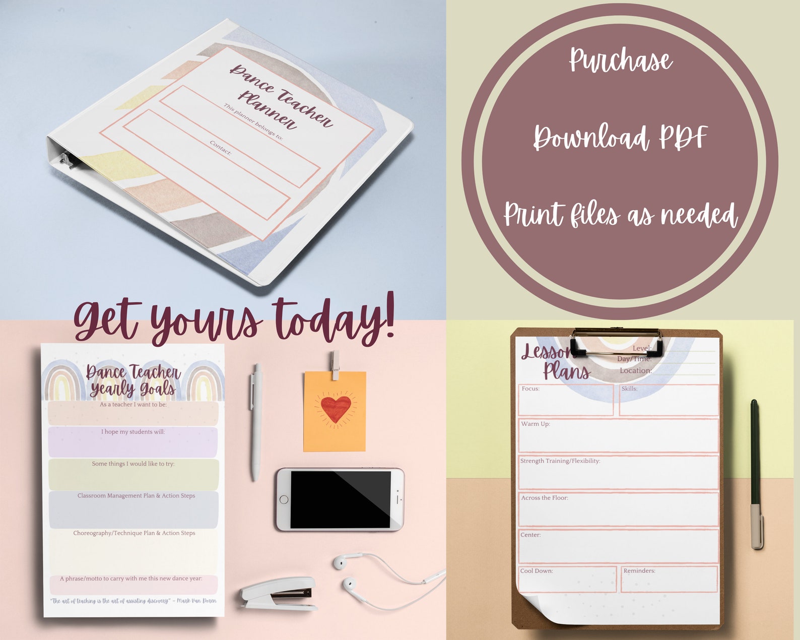 Dance Teacher Planner Bundle | Choreography Planning, Dance Studio ...