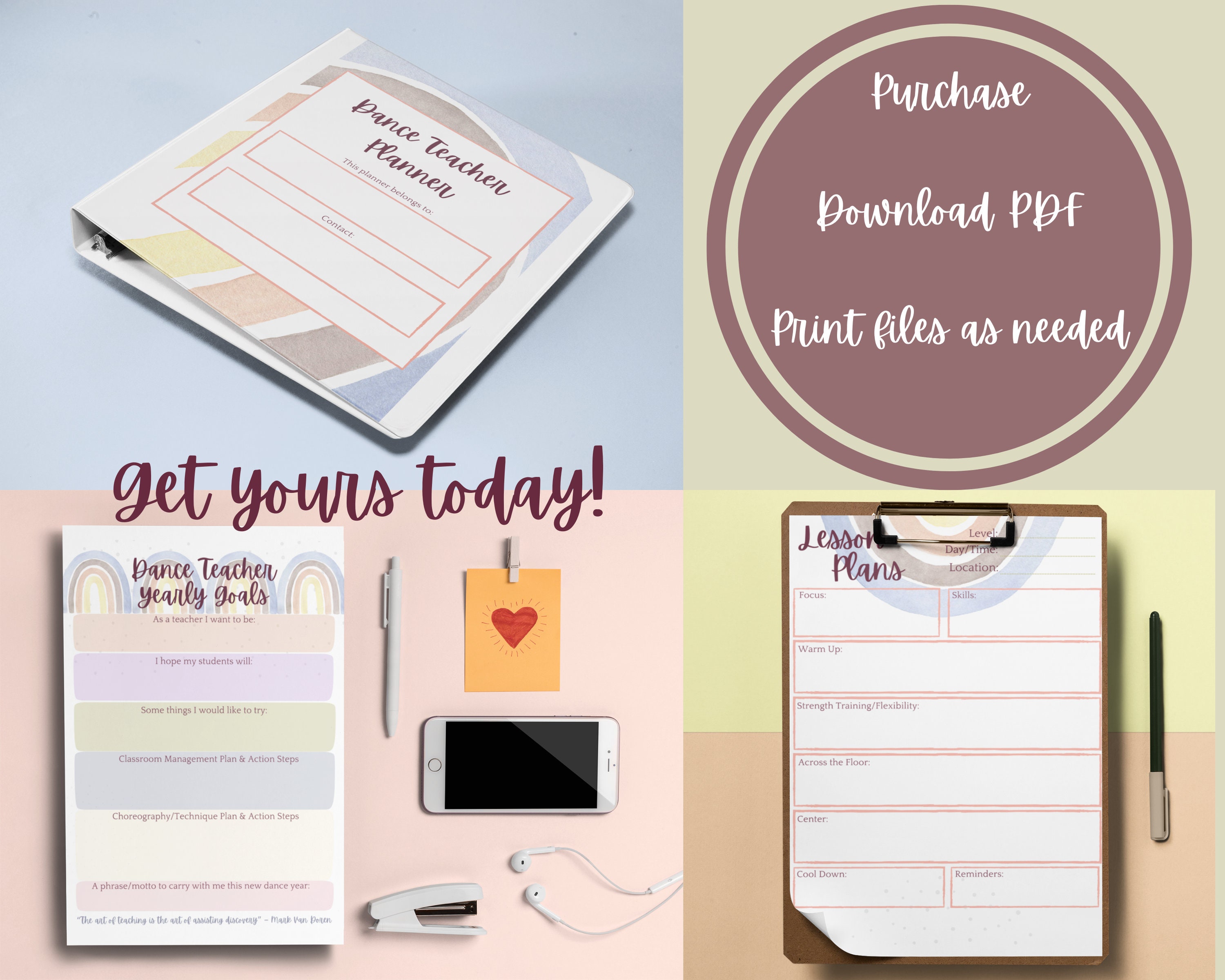 Dance Teacher Planner Bundle | Choreography Planning, Dance Studio ...