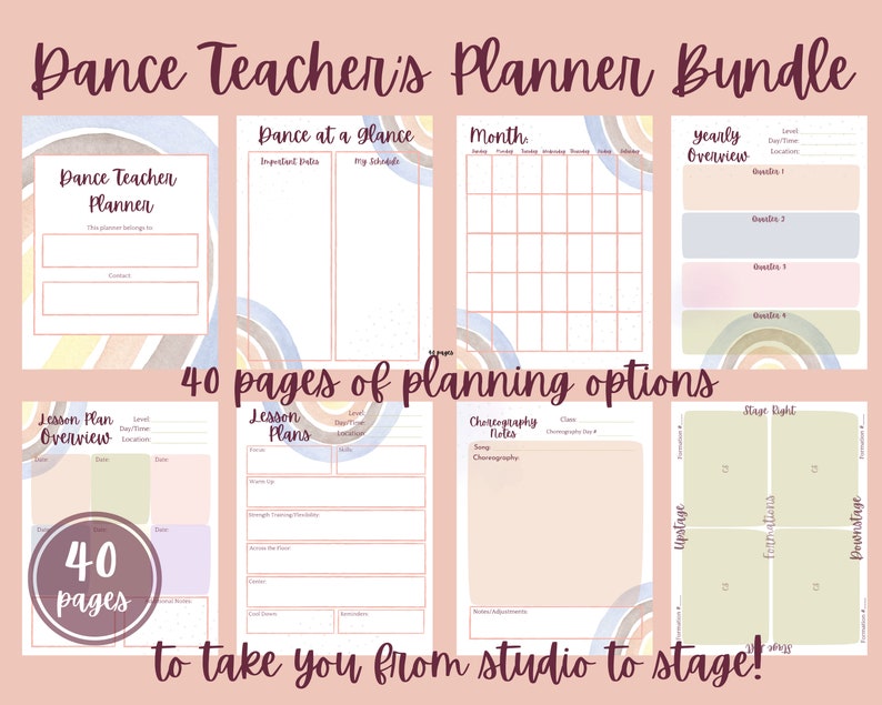 Dance Teacher Planner Bundle | Choreography Planning, Dance Studio ...