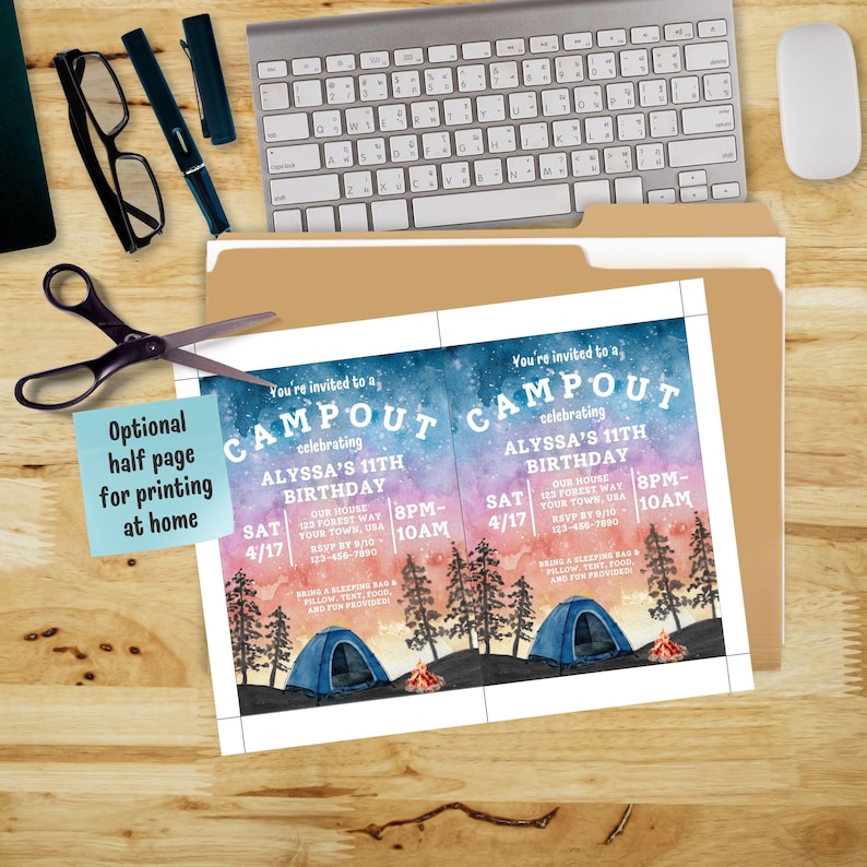 Camping Birthday Invitation, Campout Bday Invitation, Tween Birthday ...