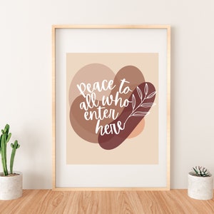 Boho Inspired Blessing, Digital Print Peace to All Who Enter Here Quote ...