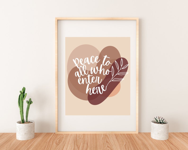 Boho Inspired Blessing, Digital Print Peace to All Who Enter Here Quote ...