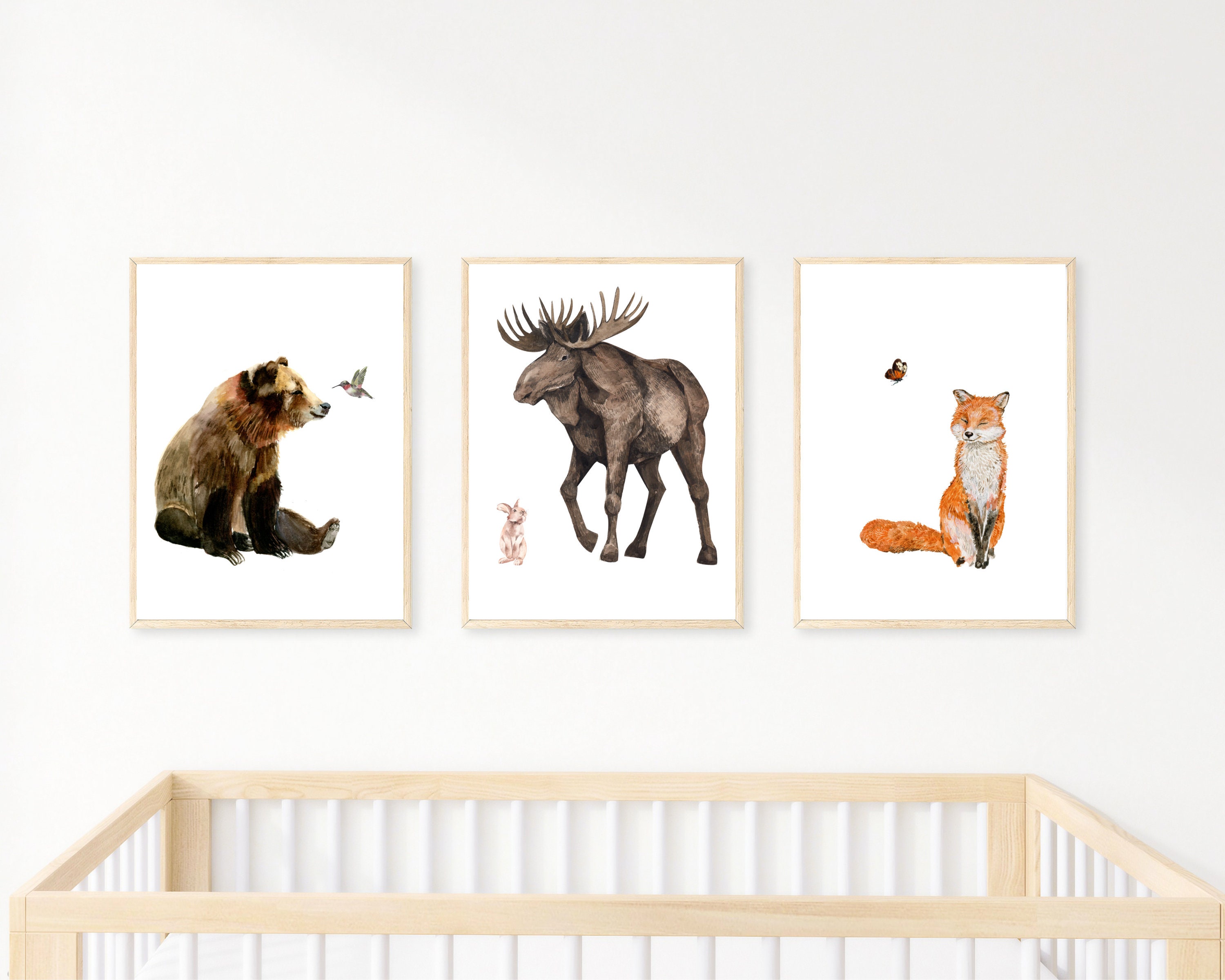 Big & Small Forest Friends Digital Art Prints Nature, Woodland, Animals ...