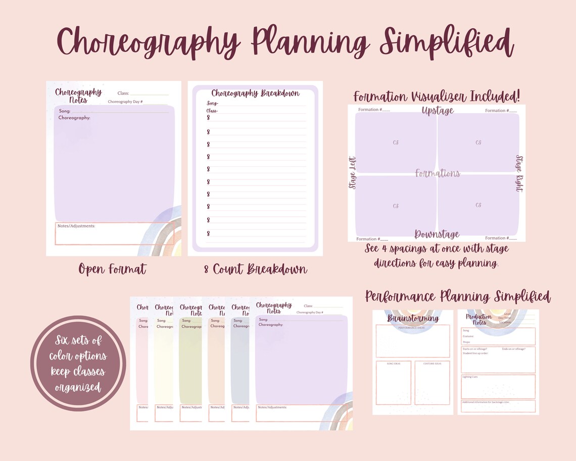 Dance Teacher Planner Bundle | Choreography Planning, Dance Studio ...