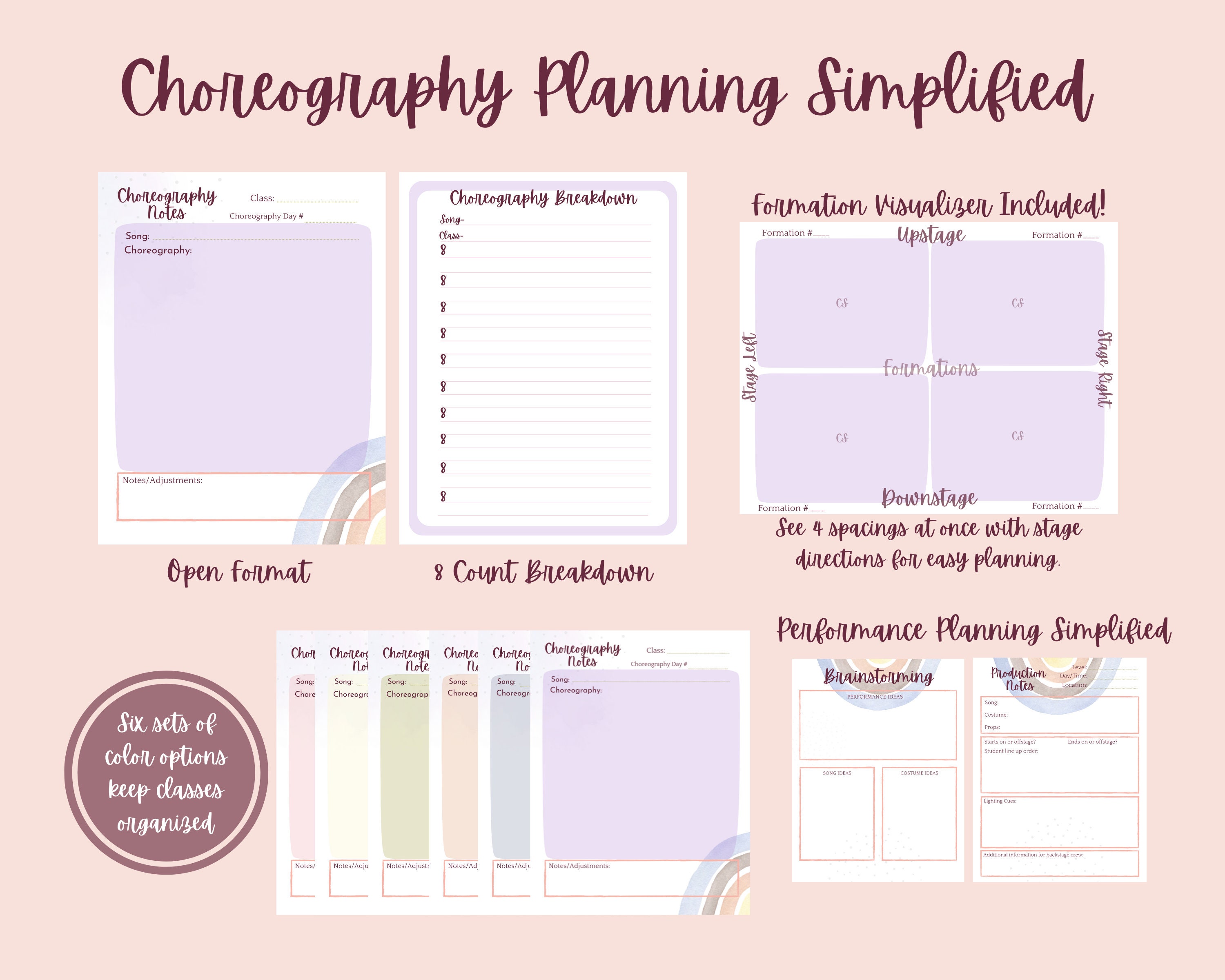 Dance Teacher Planner Bundle | Choreography Planning, Dance Studio ...