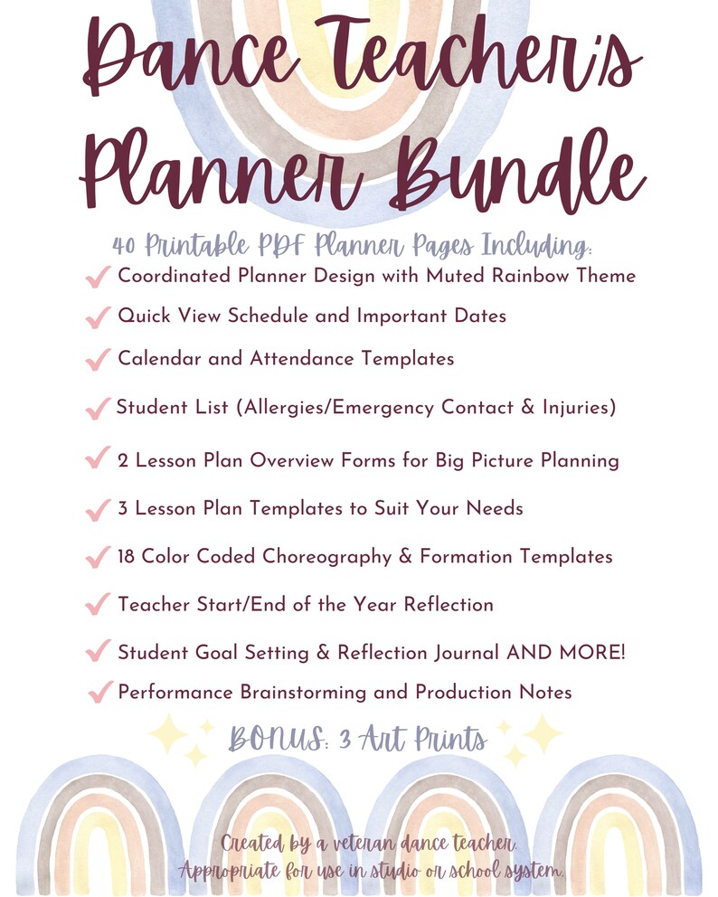 Dance Teacher Planner Bundle | Choreography Planning, Dance Studio ...